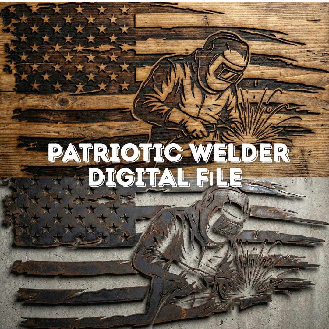 Welder USA Flag Silhouette, CNC Plasma Cutting File (digital Download ...