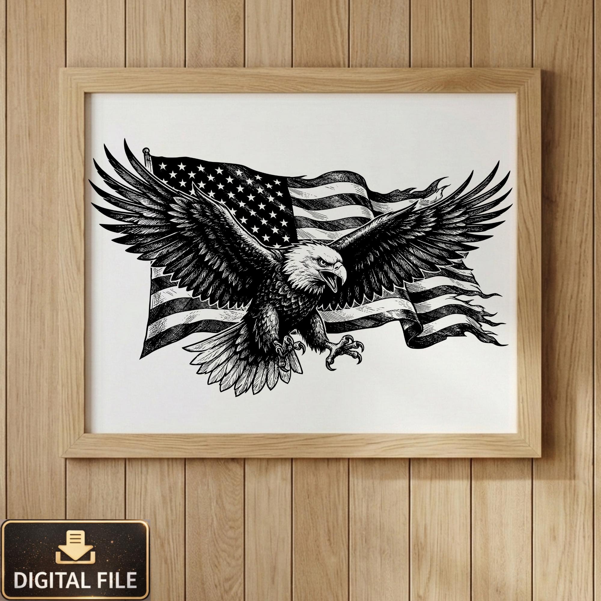 American Eagle USA Flag Laser Engraving File | Patriotic Decor (digital ...