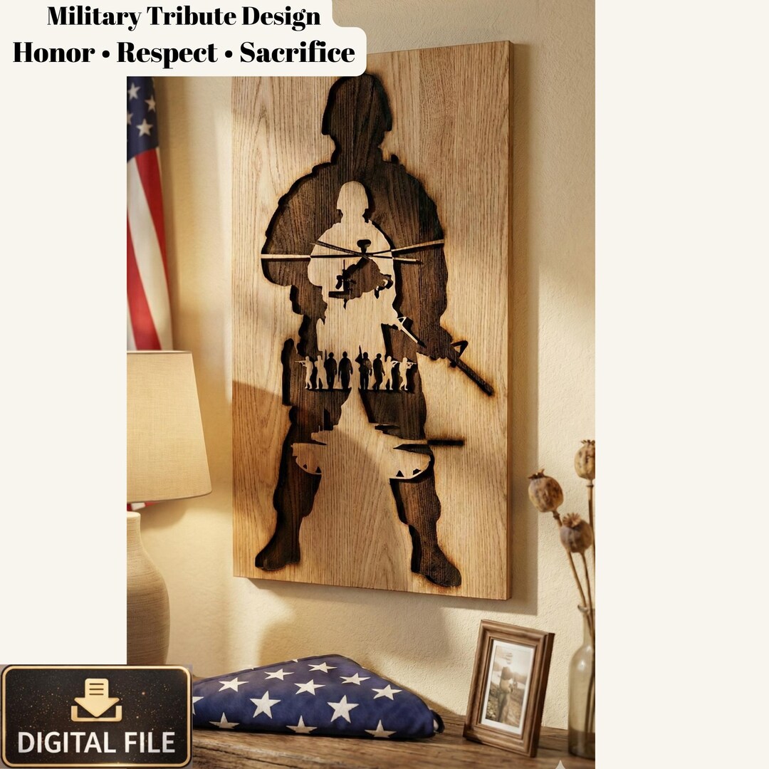 Military Soldier Laser Engraving File, Army SVG DXF, Veteran Tribute ...