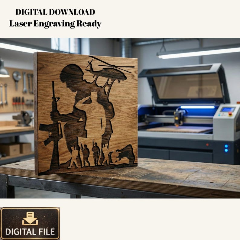 Military Soldier Laser Engraving File, Army SVG DXF, Veteran Tribute ...
