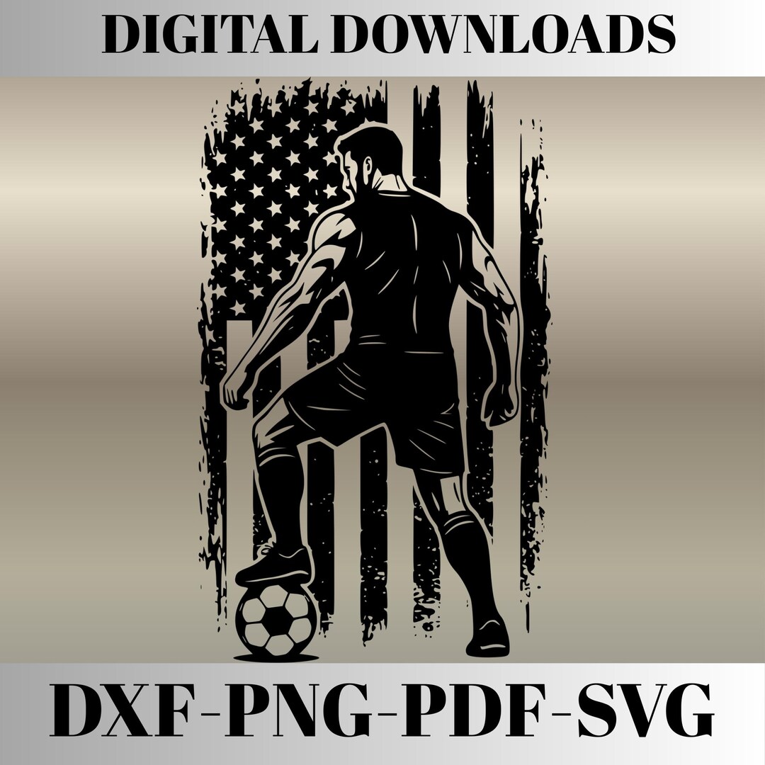 Soccer Player American Flag SVG, Distressed USA Flag Soccer Cut File ...