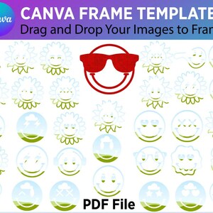 Editable Retro Smileys, Flowers and Checks Canva Frame, Template Design ...