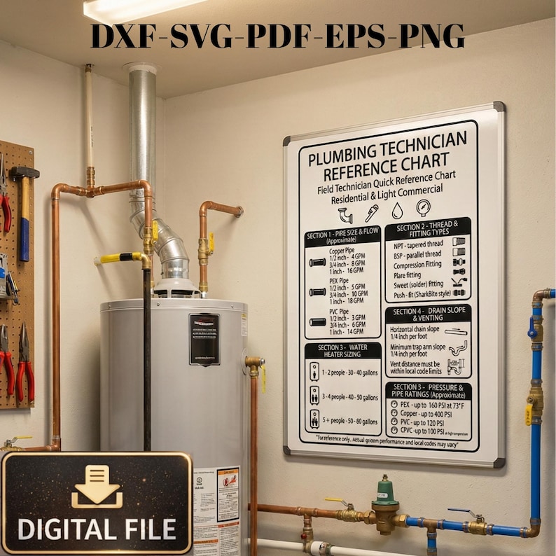 Plumbing Technician Reference Chart – Pipe Size, Flow, Drain Slope ...
