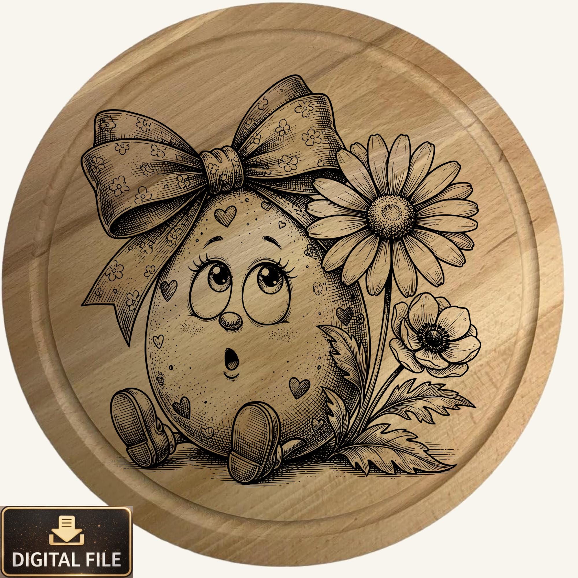 7 Egg Character Wood Engraving SVG PNG Bundle | Cute Easter Egg Laser ...