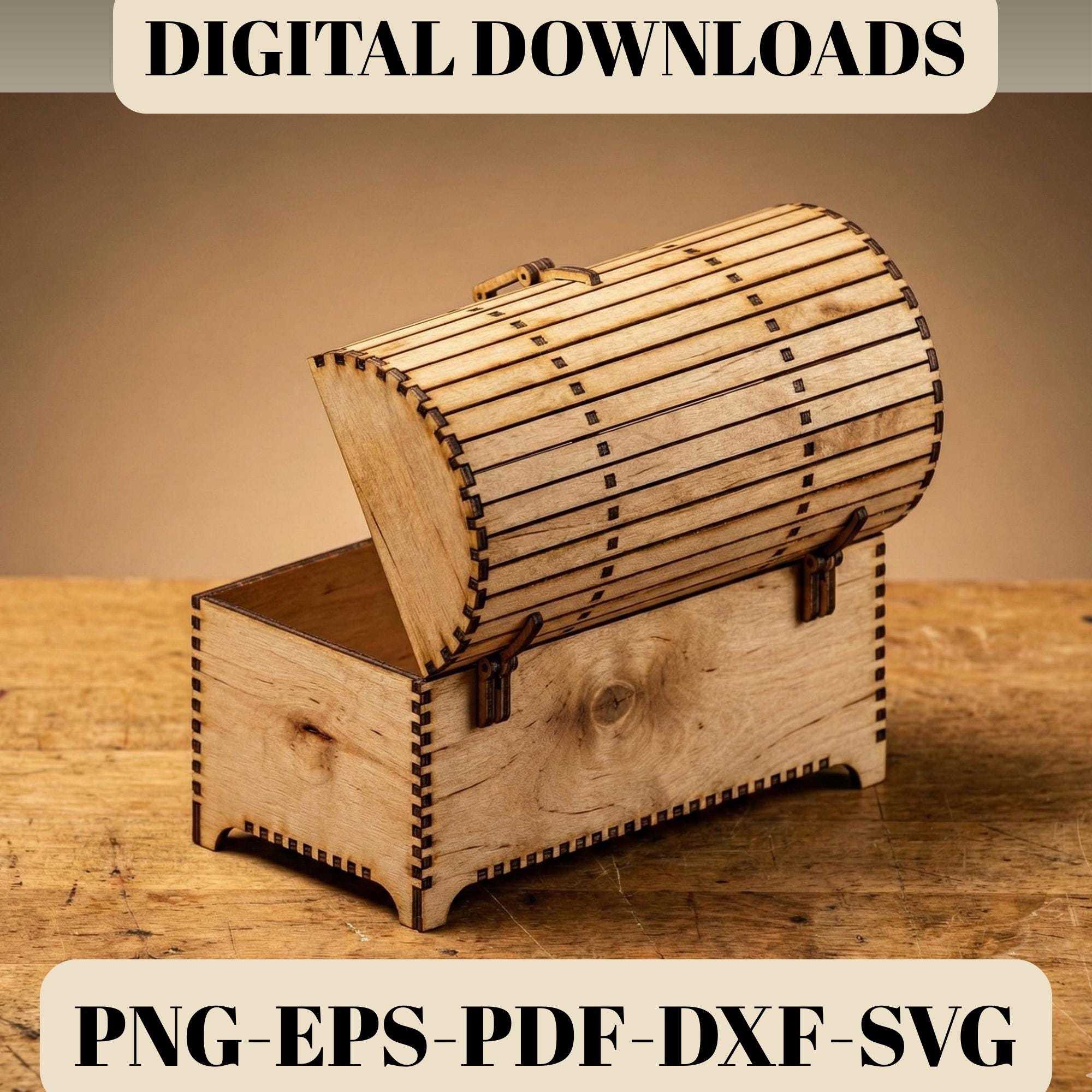 Laser Cut Wooden Treasure Chest Box SVG | 6mm Wood (digital Download ...