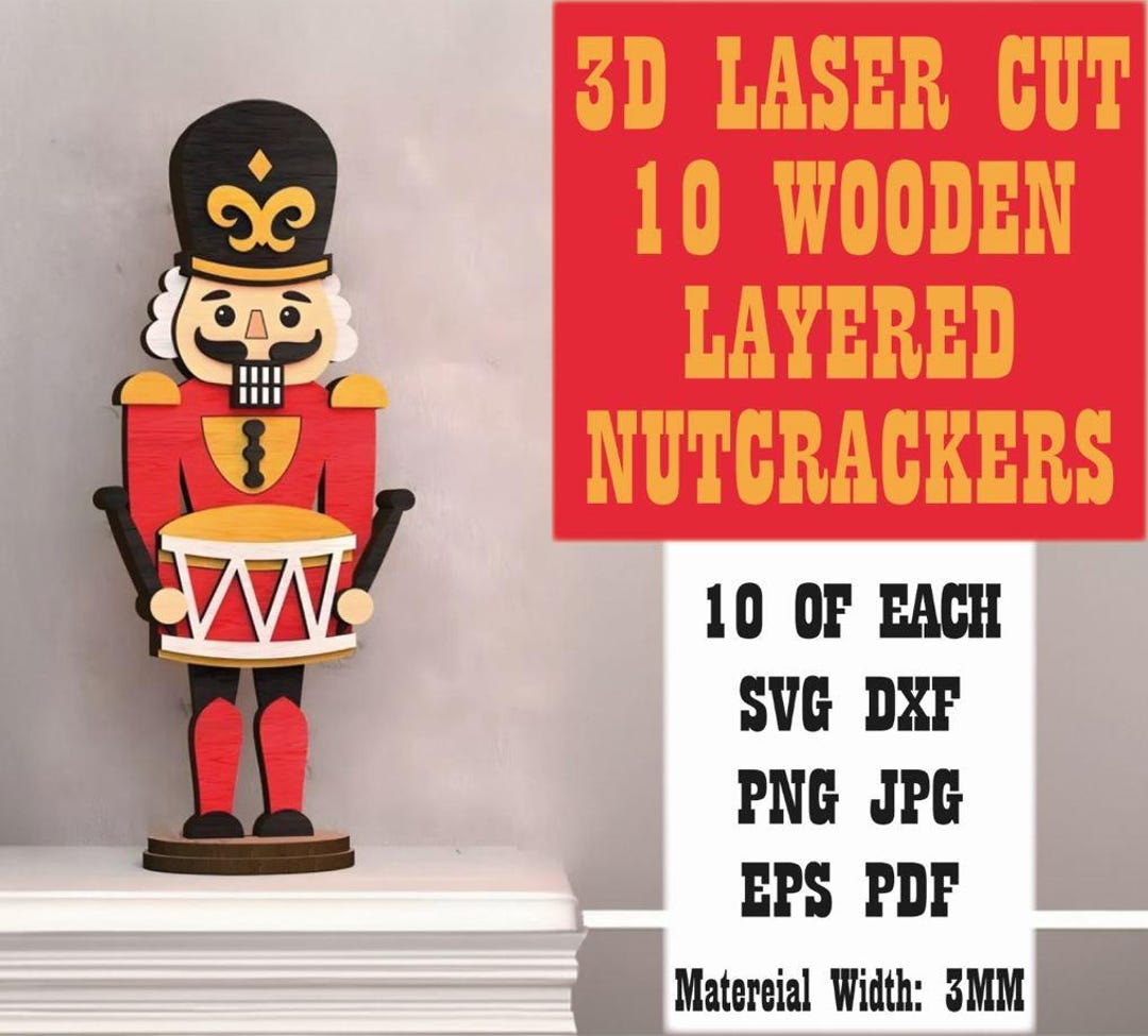 Wooden Layered Nutcrackers Laser Cut Svg Dxf Standing Nutcracker Svg ...