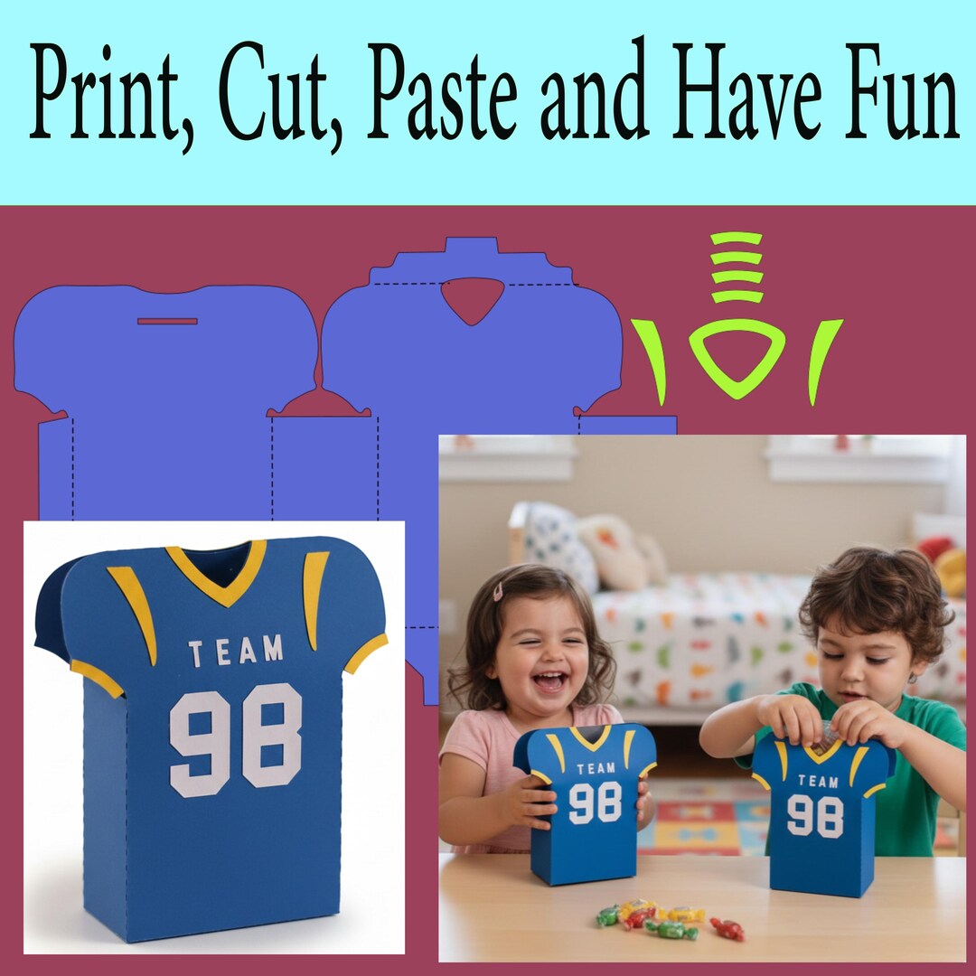 Baseball Jersey Gift Box Template, Sports Party Favor (digital Download ...