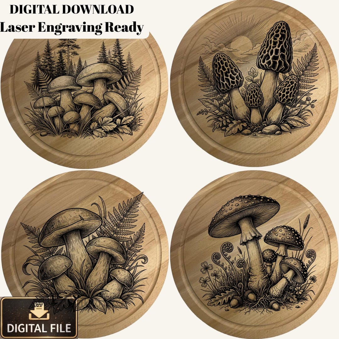Mushroom Laser Engraving Designs | Vintage Fungi SVG PNG Bundle ...