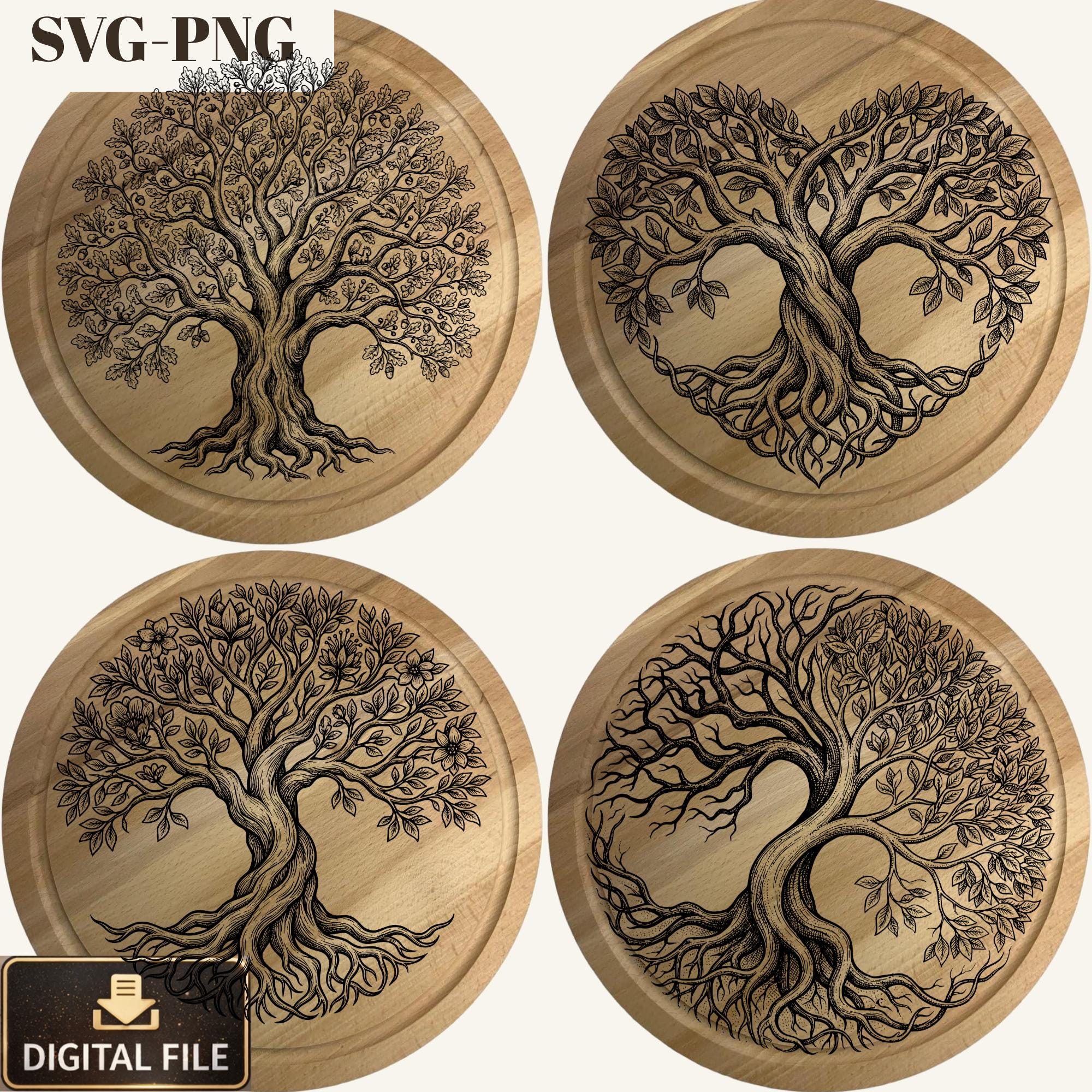 Tree of Life Laser Engraving Designs | Vintage Art SVG PNG (digital ...