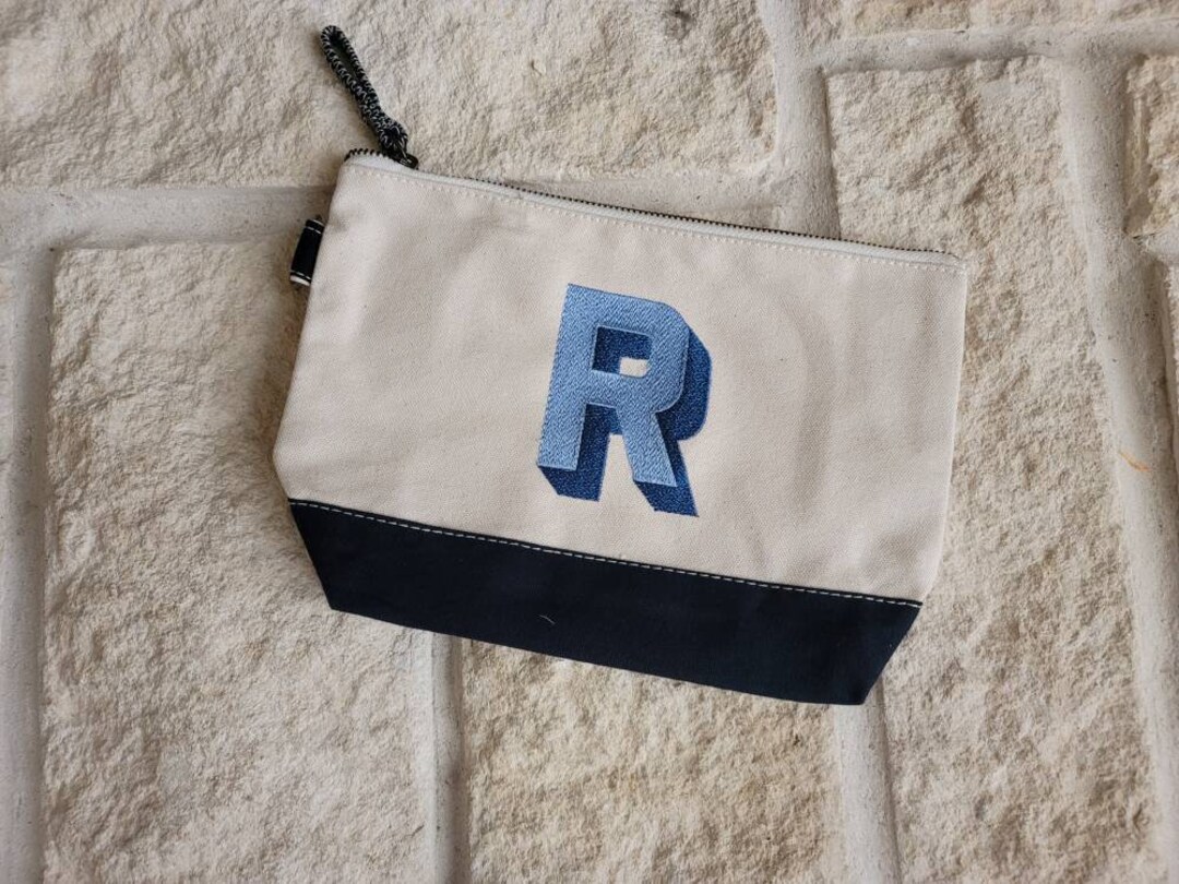 Embroidered Canvas Pouch – Custom Initial Makeup Bag, Wedding Gift - Etsy