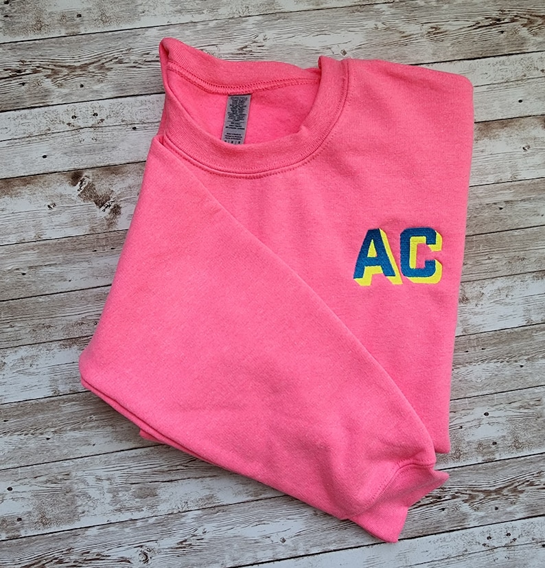 NEON Sweatshirt With Shadow Font Embroidered Unisex Colorblock Font ...