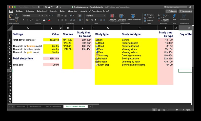 Excel Study Tracker & Excel Study Planner Student Exam Prep - Etsy