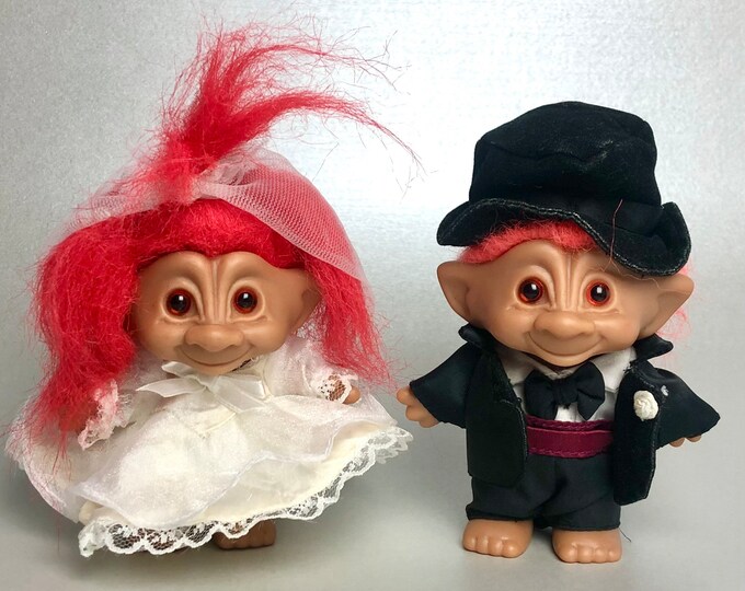 Vintage Ace Novelty Groom and Bride Troll Rubber Toys, Red Hair ...