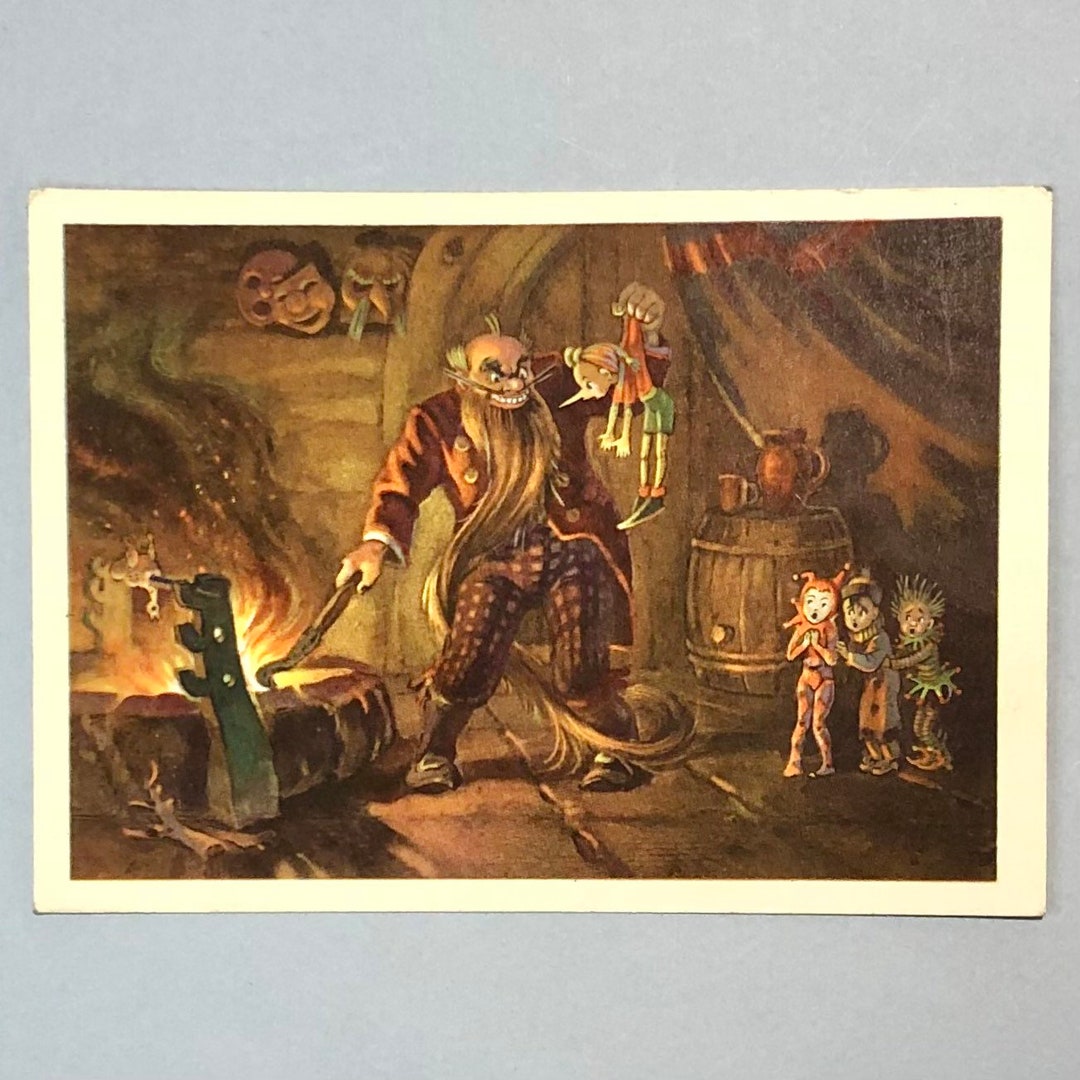 Vintage USSR Pinocchio Buratino Tale “golden Key” 1955 , Karabas Holds ...