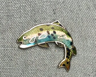 Vintage GG Harris Rainbow Trout Fish Pin, Silver Tone Pewter White ...