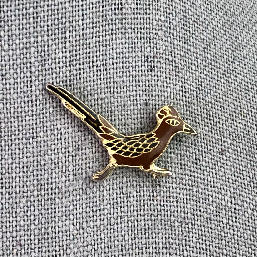 Vintage Roadrunner Chaparral Pin, Gold Tone Brown Black Enamel Small ...