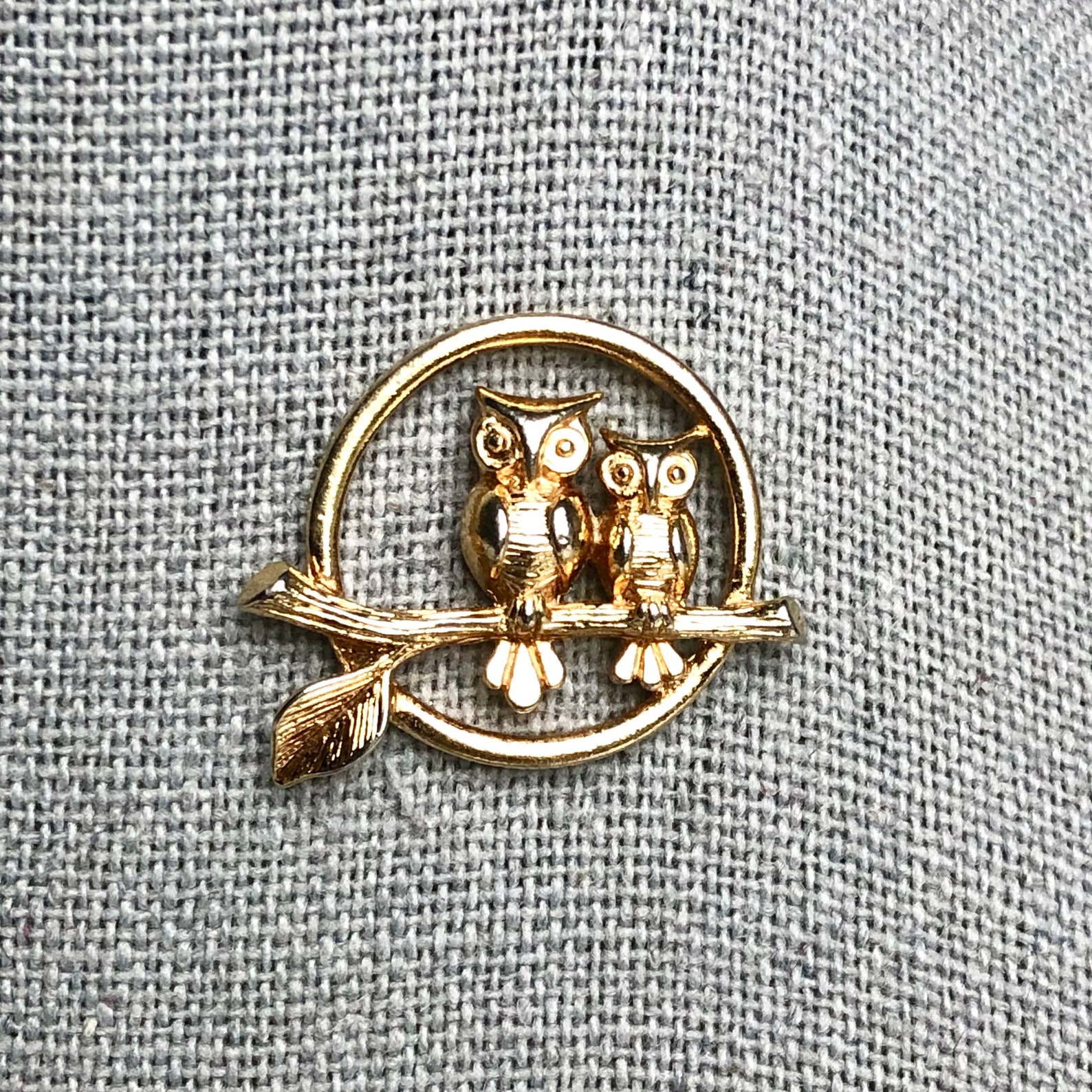 Vintage Avon Two Owl Birds on Branch Circle Mini Pin Gold - Etsy