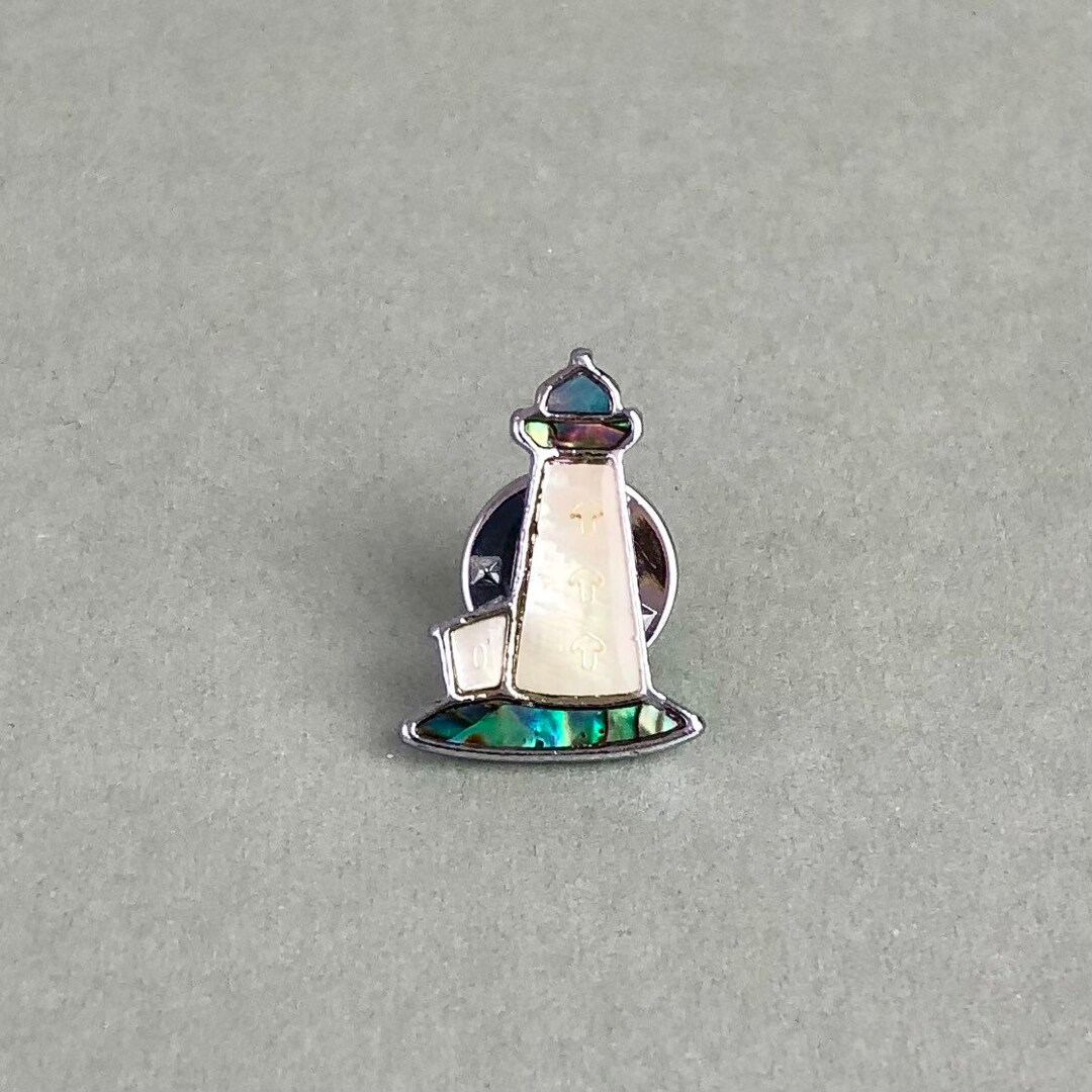 Vintage Lighthouse Abalone Shell Mother of Pearls Pin, Silver Tone ...