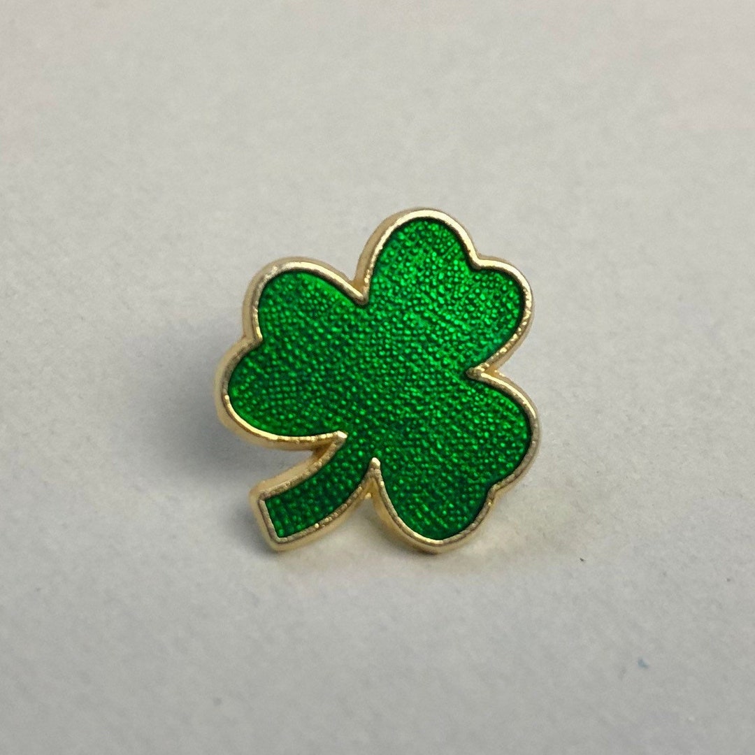 Vintage Green Glitter Shamrock Pin, Gold Tone Green Enamel Small Tiny ...