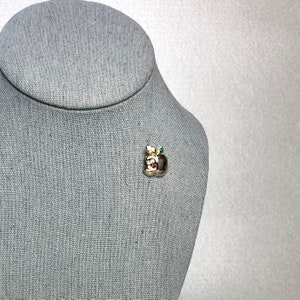Vintage Apple Pin Gold Tone Clear Green Red Rhinestones Small - Etsy