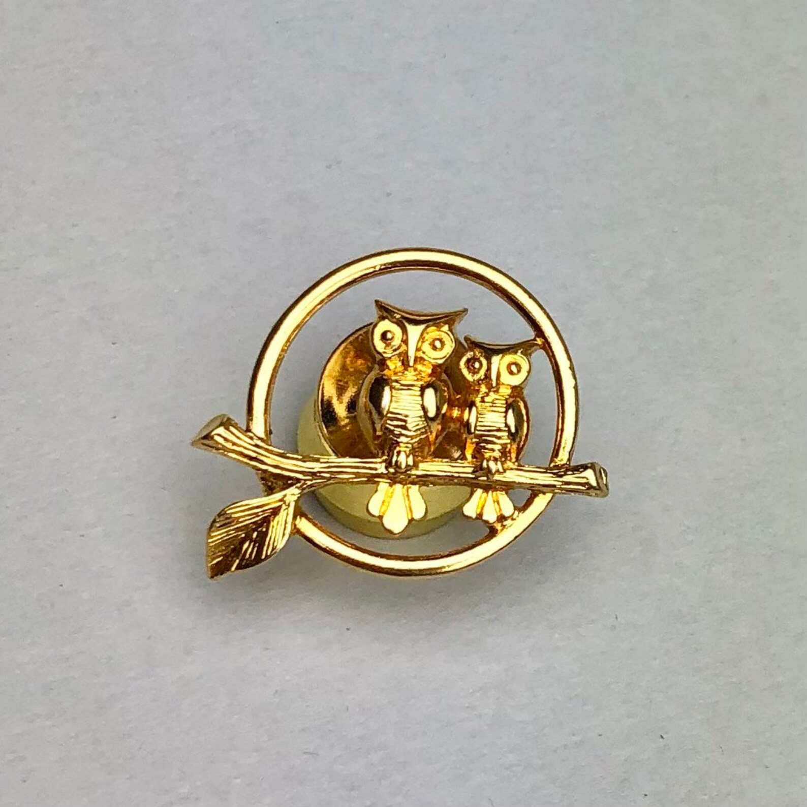 Vintage Avon Two Owl Birds on Branch Circle Mini Pin Gold - Etsy