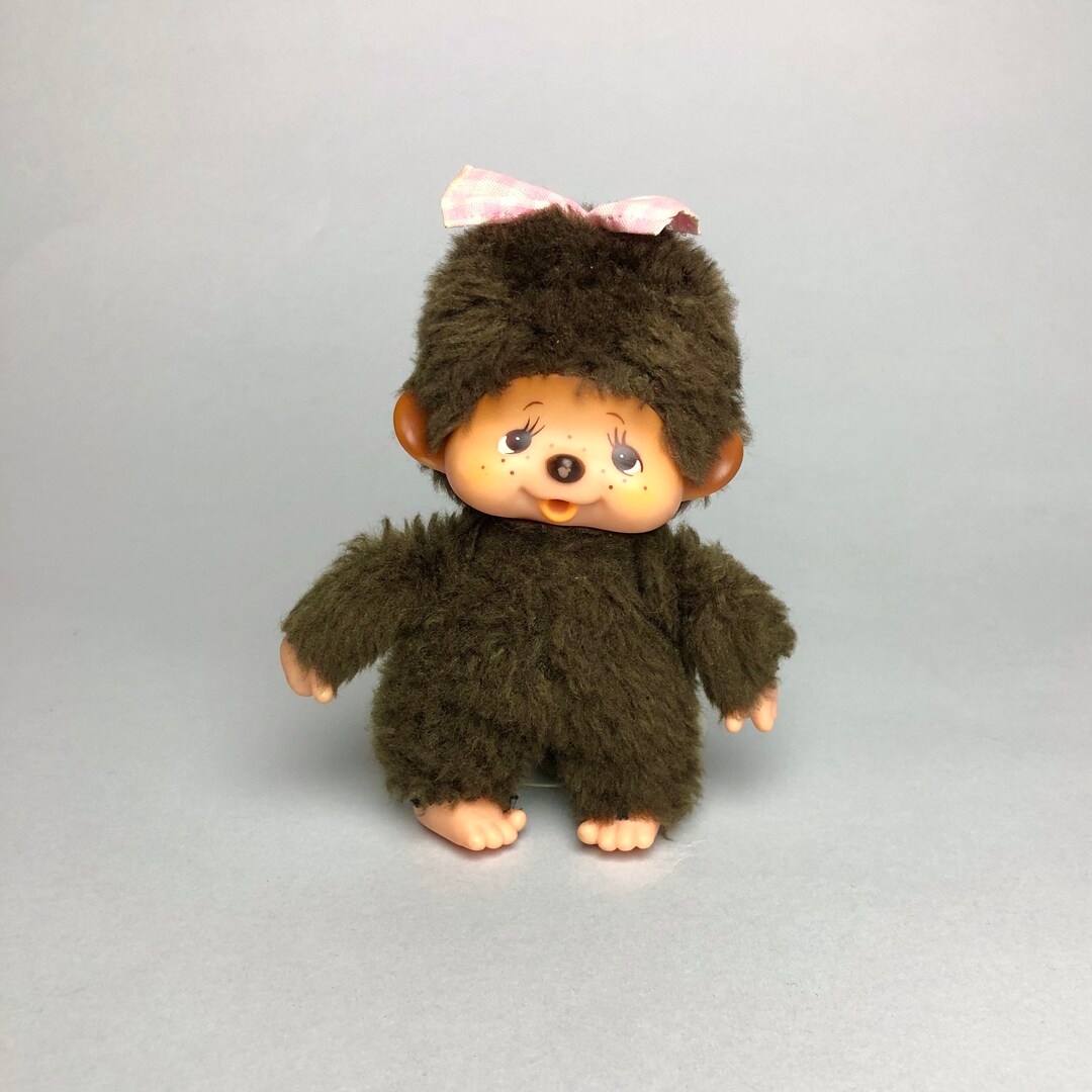 Vintage Monchhichi Sekiguchi Mini Monkey Plush Toy, Brown Fur Eyes Big ...