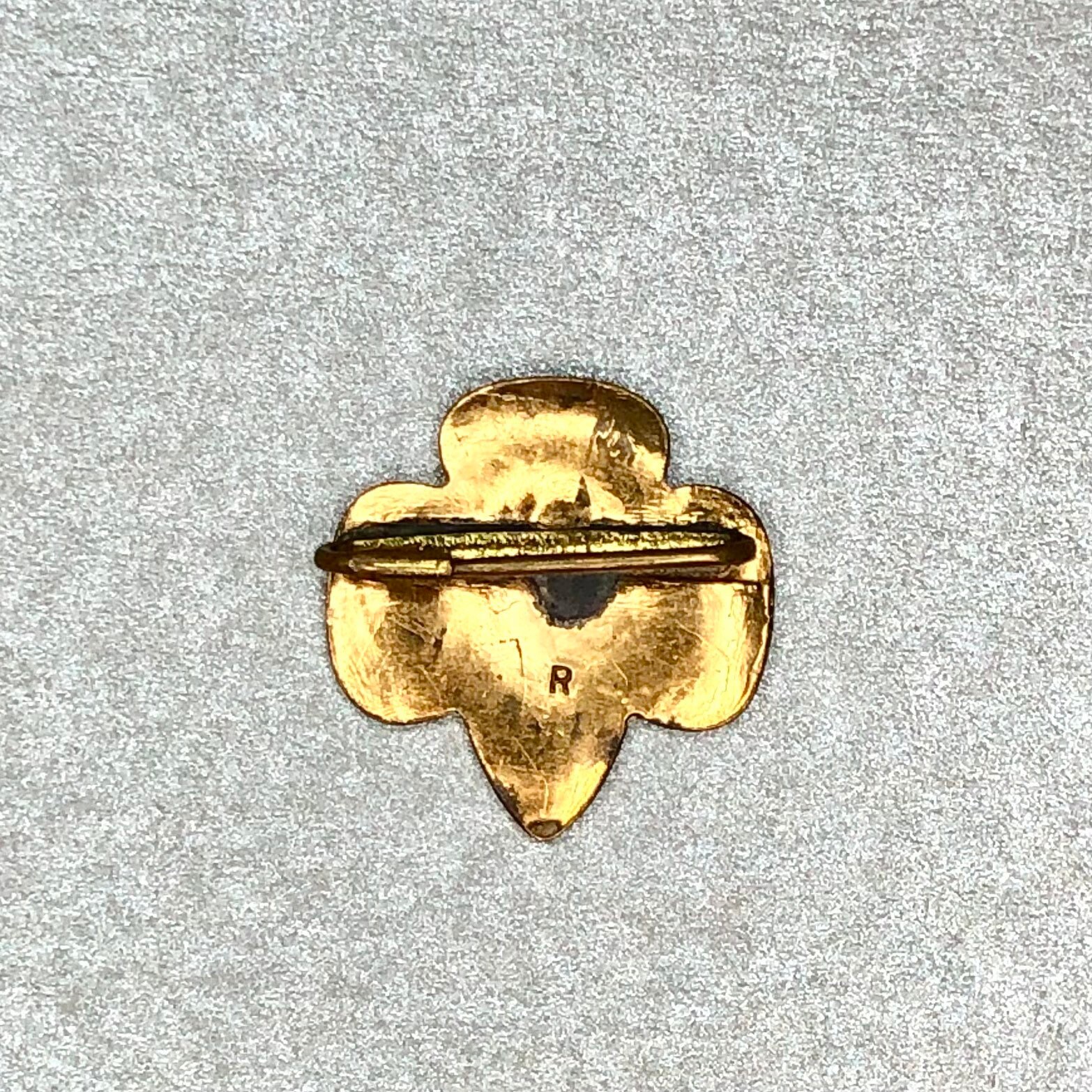 Vintage Girl Scout Trefoil Brooch, Gold Tone Scarf Lapel Pin, Estate ...