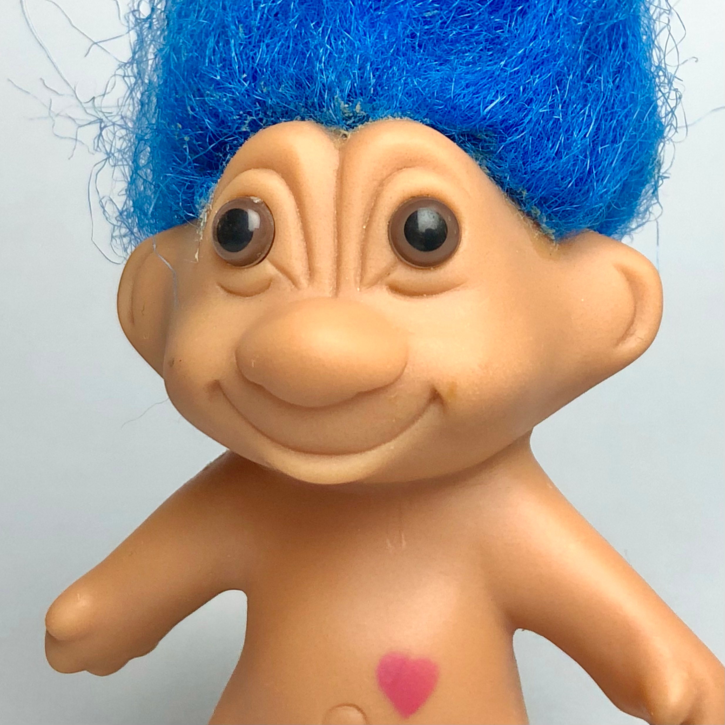 Vintage 90s German Troll Gnome Rubber Toy, Blue Hair Fairytale Cartoon ...