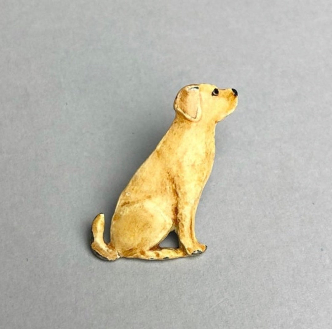 Vintage GG Harris Golden Labrador Dog Pin, Silver Tone Pewter Yellow ...