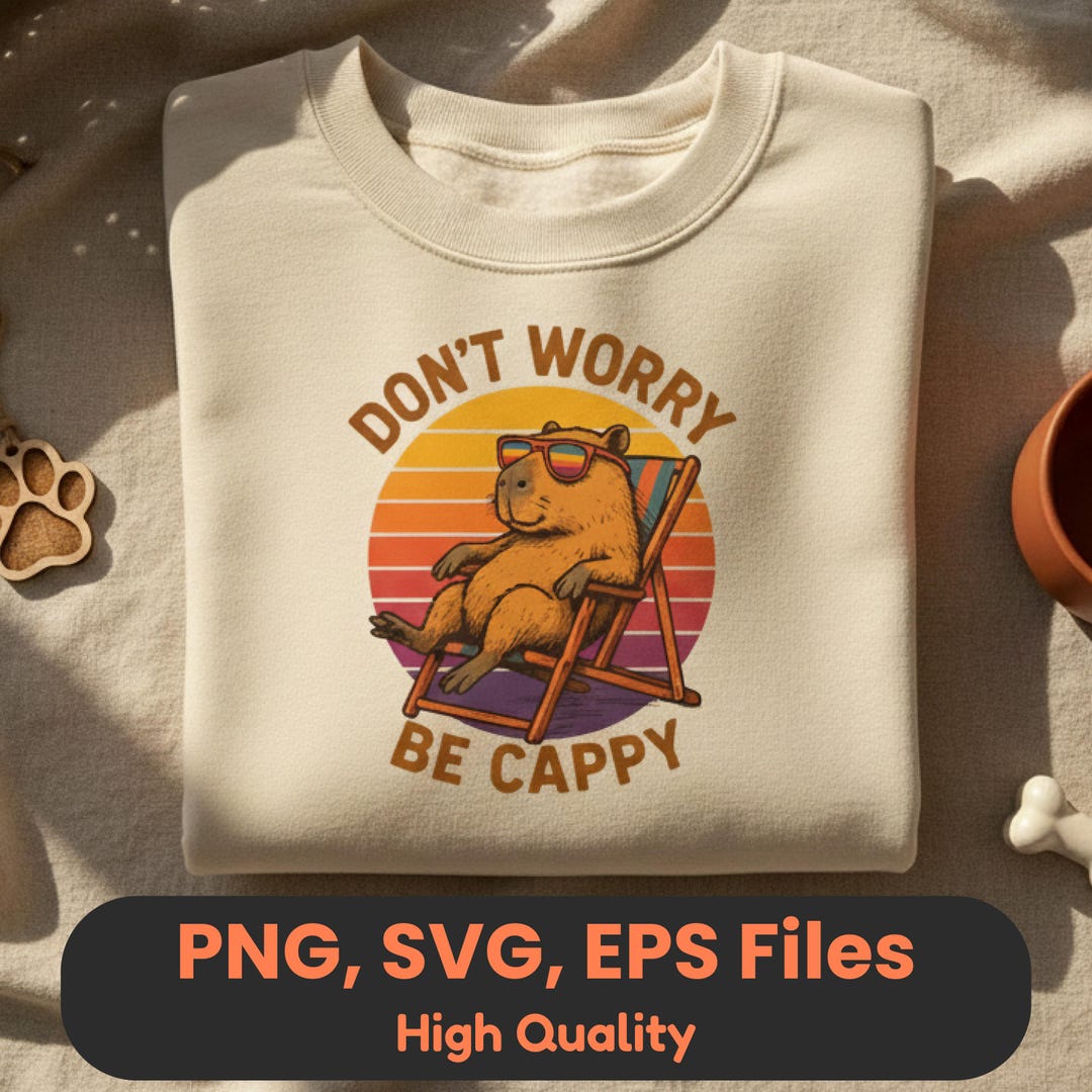 Don’t Worry Be Cappy SVG PNG EPS – Funny Capybara Design for Cricut ...