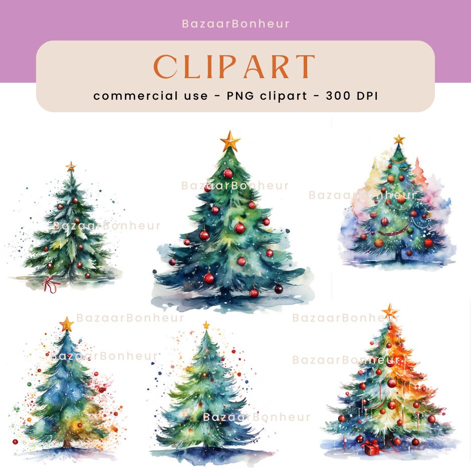 Christmas Tree Clipart, Christmas Tree Png,300 DPI, 4000 Pixels ...