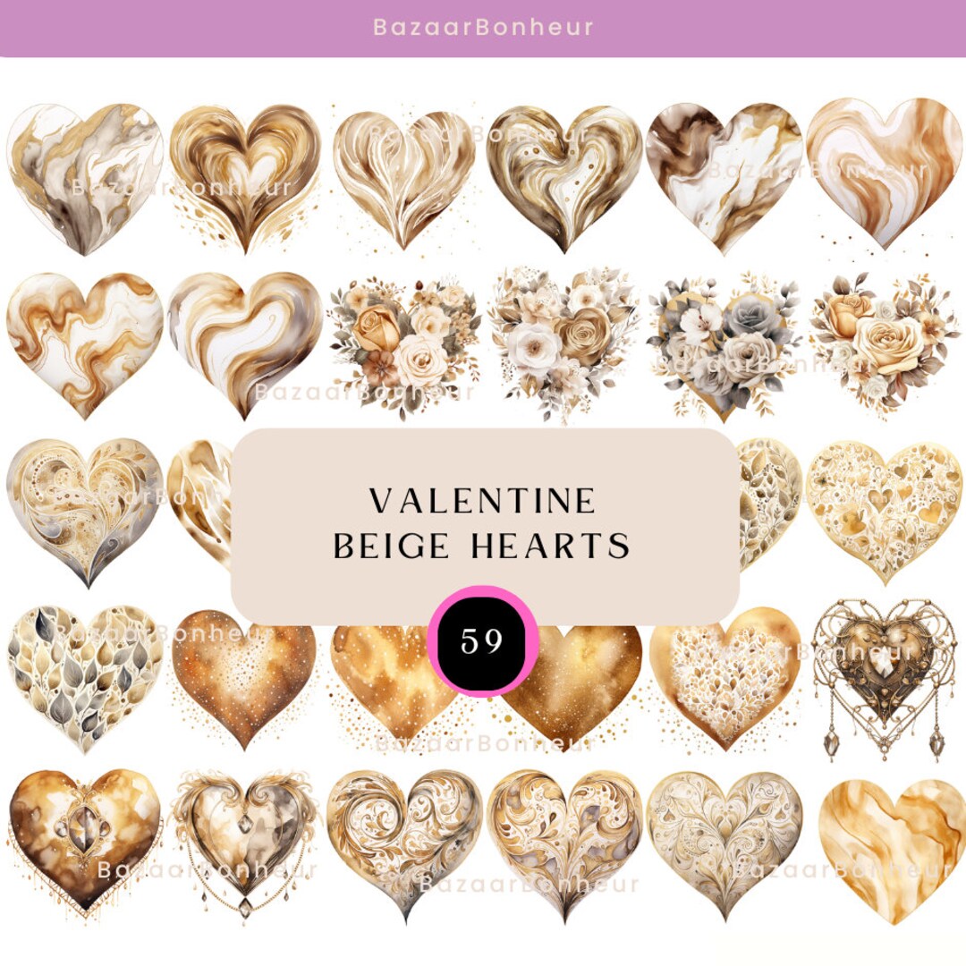 Beige Heart Clipart Valentine Beige Heart Png 300 DPI, 4000 Pixels ...