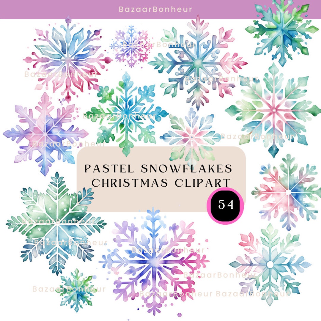 Watercolor Pastel Snowflakes Png, Pastel Snowflakes Christmas Clipart ...