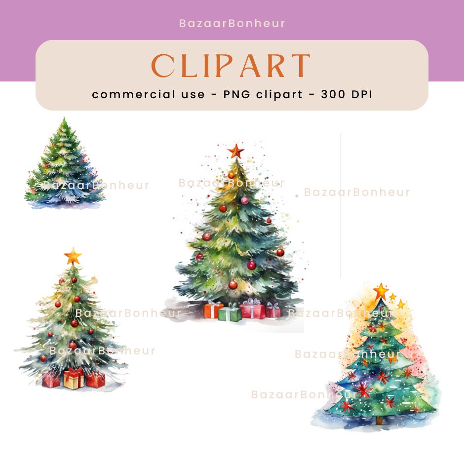 Christmas Tree Clipart, Christmas Tree Png,300 DPI, 4000 Pixels ...