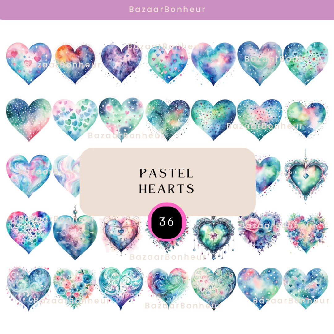 Pastel Heart Clipart Valentine Pastel Heart Png 300 DPI, 4000 Pixels ...
