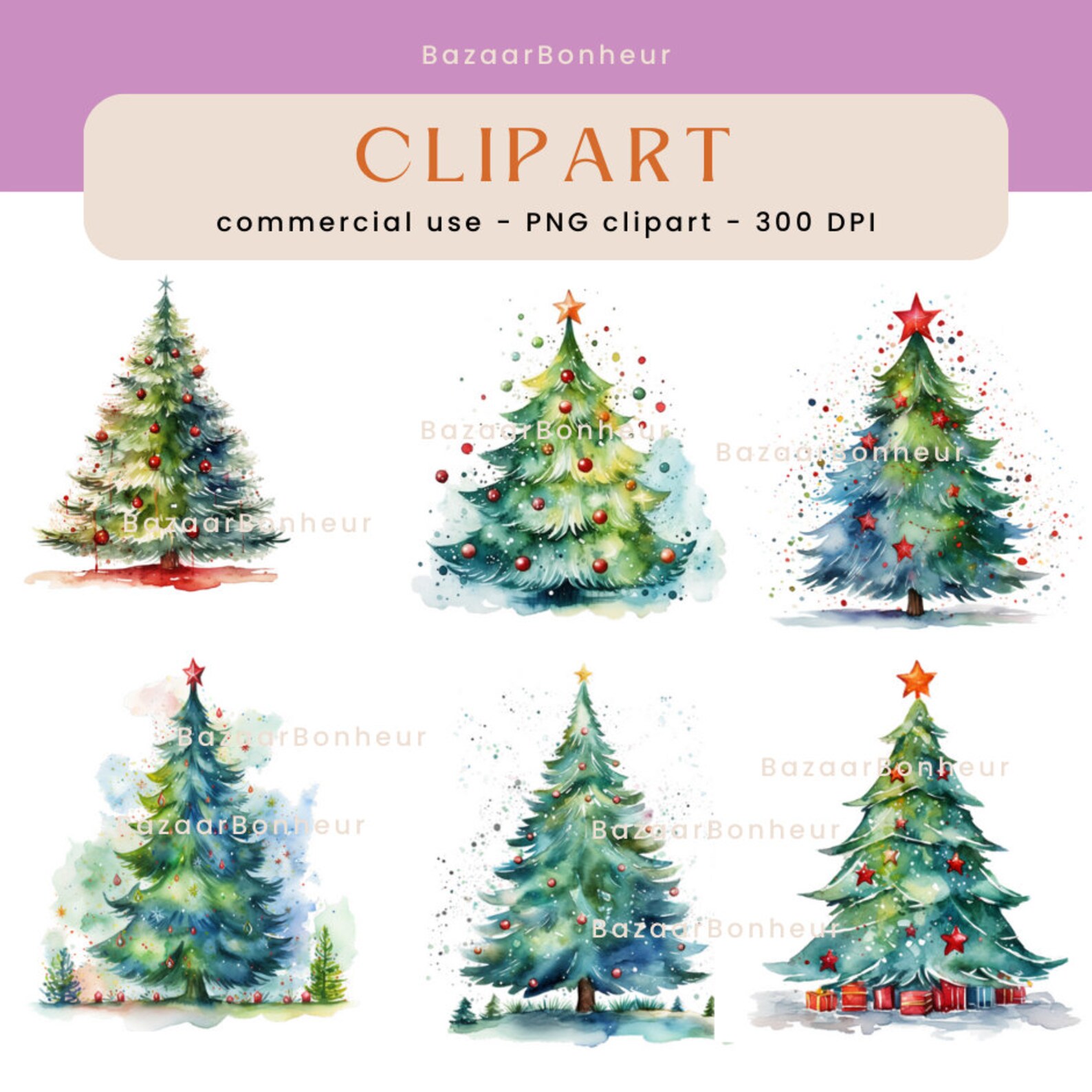 Christmas Tree Clipart, Christmas Tree Png,300 DPI, 4000 Pixels ...