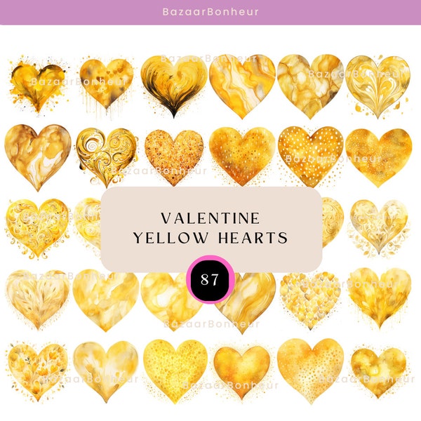 Yellow Hearts - Etsy