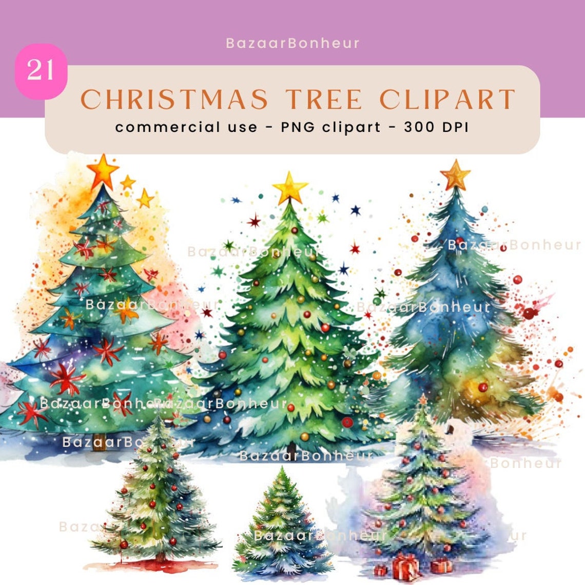 Christmas Tree Clipart, Christmas Tree Png,300 DPI, 4000 Pixels ...