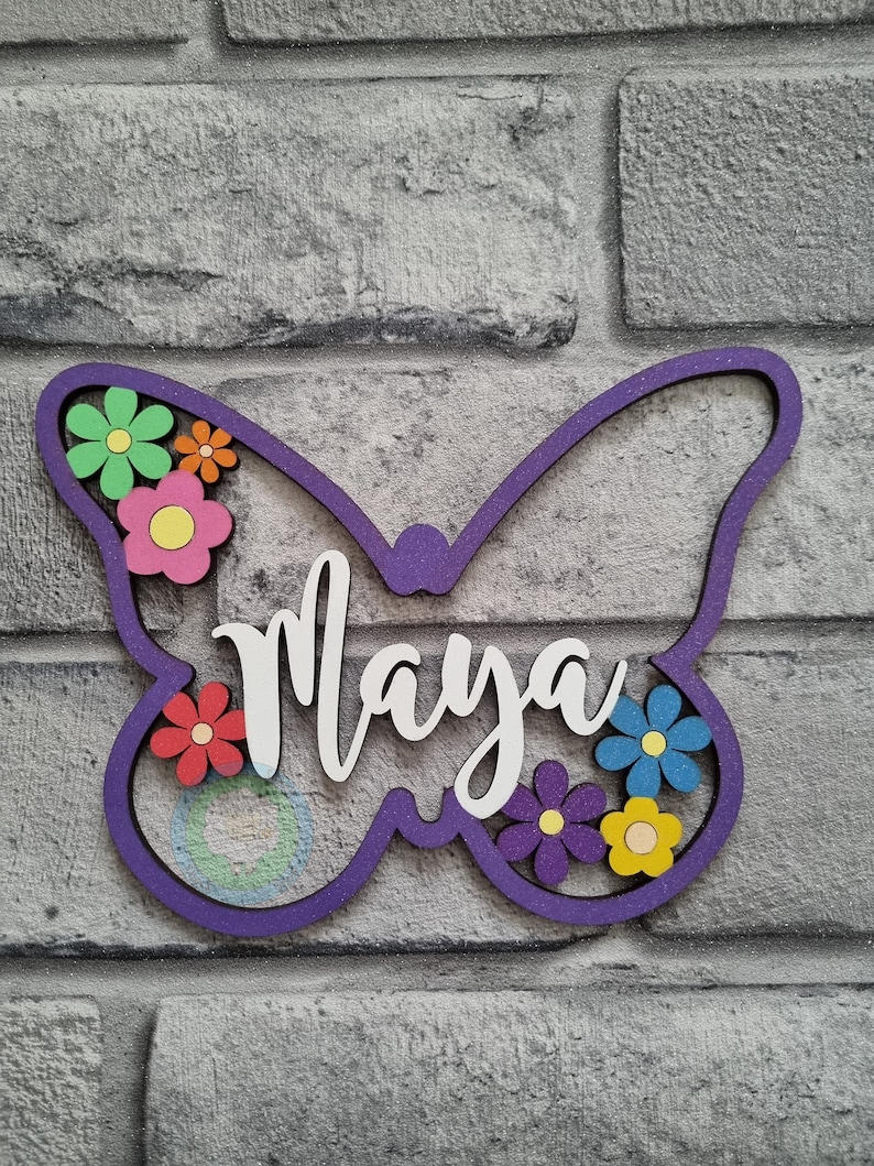 Personalised Butterfly Wooden Name Plaque - Etsy
