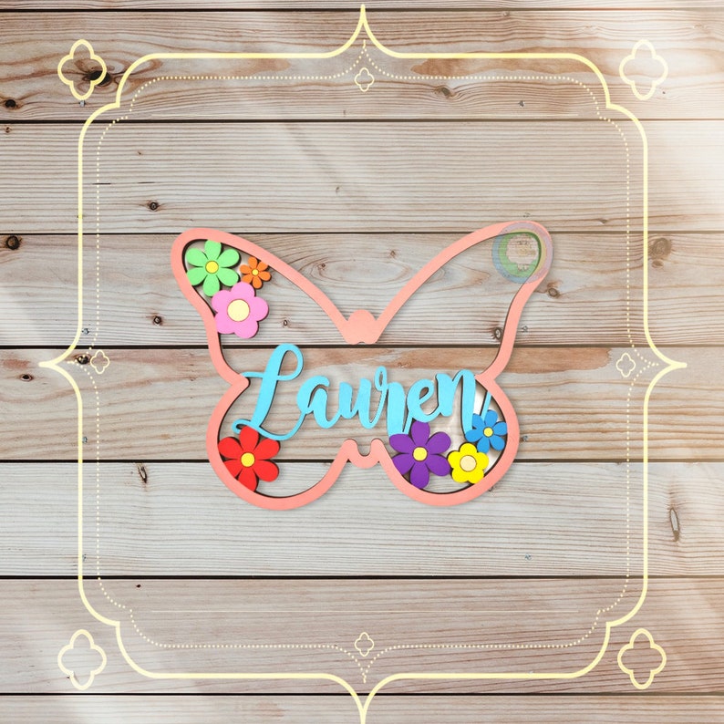 Personalised Butterfly Wooden Name Plaque | Etsy