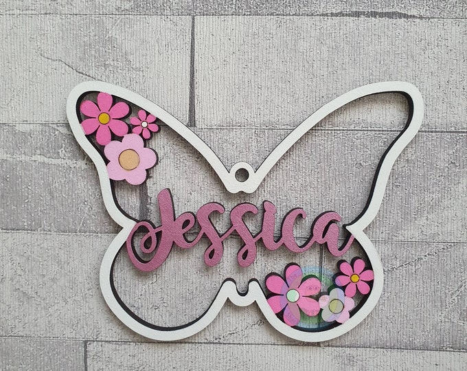 Personalised Butterfly Wooden Name Plaque - Etsy