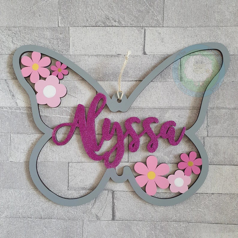Personalised Butterfly Wooden Name Plaque - Etsy