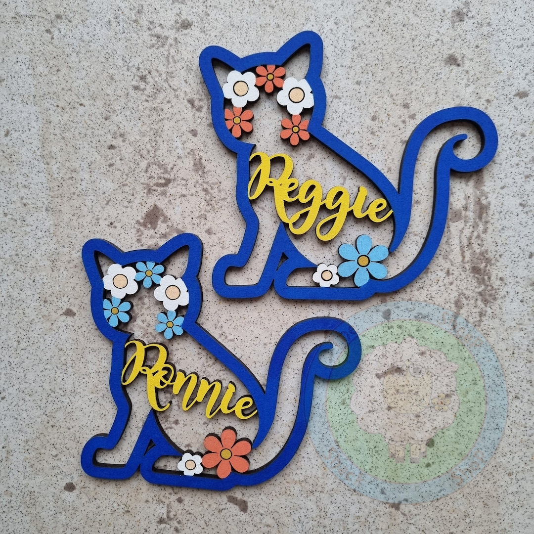 Personalised Cat Wooden Name Plaque - Etsy