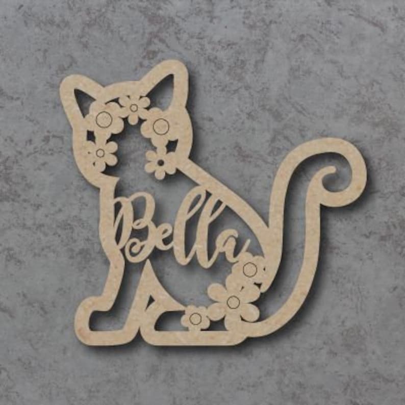 Personalised Cat Wooden Name Plaque - Etsy