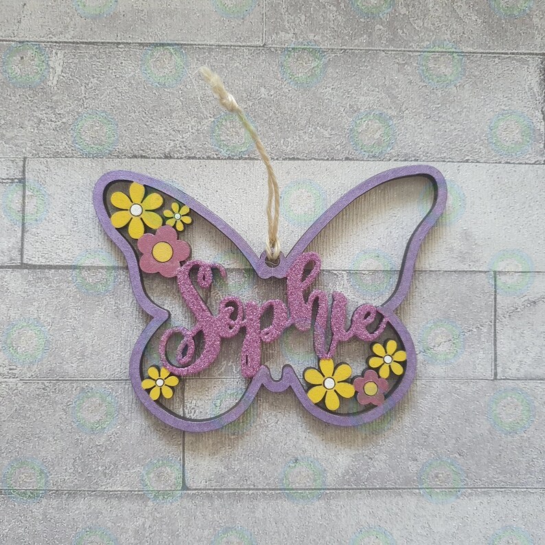Personalised Butterfly Wooden Name Plaque - Etsy