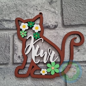 Personalised Cat Wooden Name Plaque - Etsy