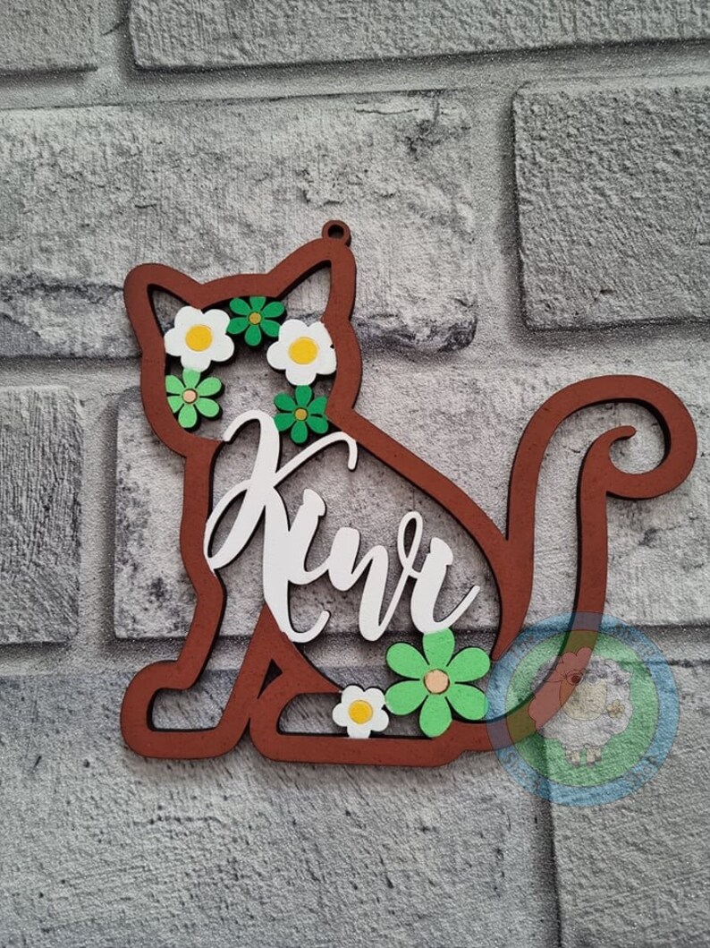 Personalised Cat Wooden Name Plaque - Etsy
