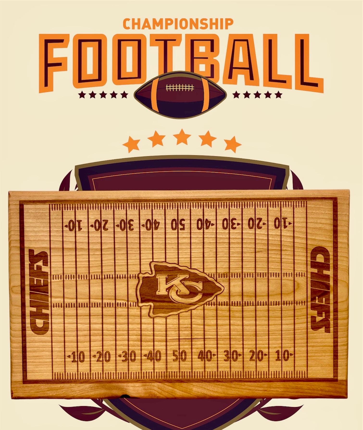 Kansas City Chiefs Cherry Wood Serving Tray-free SHIPPING - Etsy