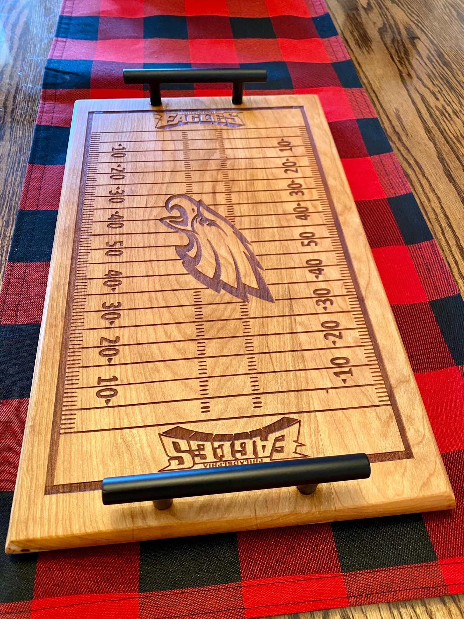 Philadelphia Eagles Cherry Wood Serving Tray-free SHIPPING - Etsy
