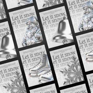 Silver Christmas Wall Art Set, Minimalist Holiday Prints (digital ...